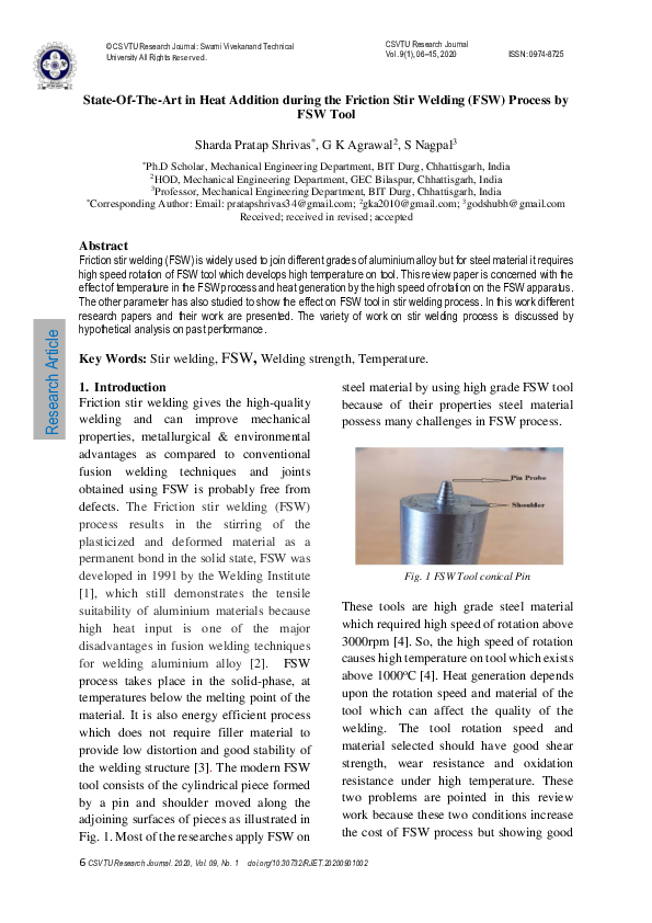 (PDF) State-Of-The-Art in Heat Addition during the Friction Stir ...