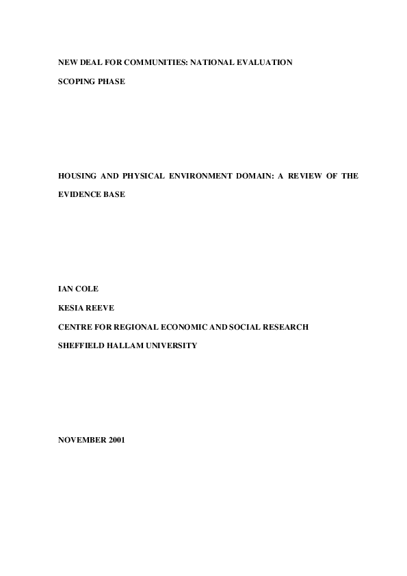 (PDF) Housing and Physical Environment Domain: A Review of the Evidence ...