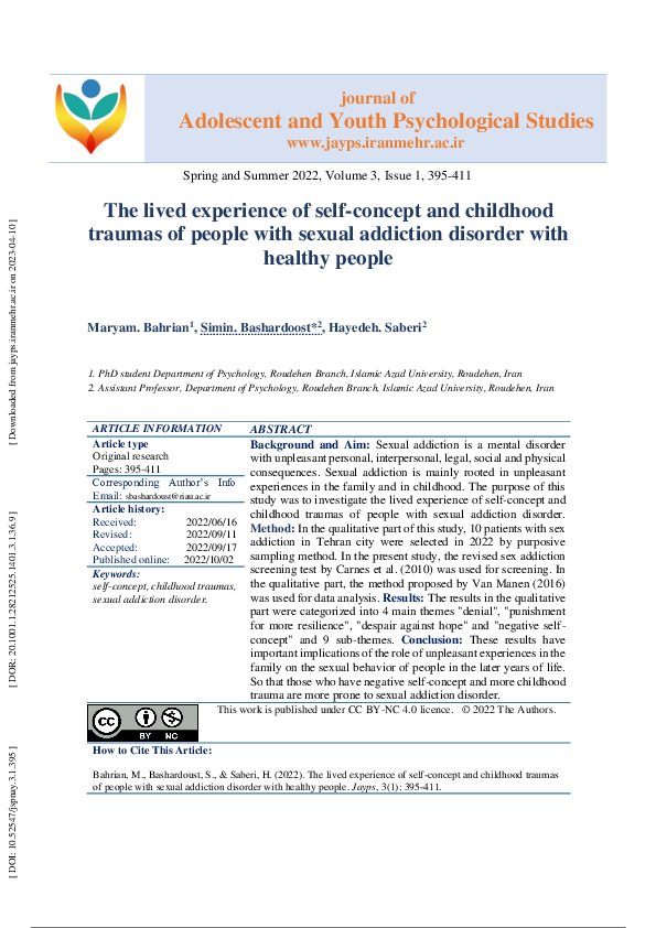 (PDF) The lived experience of self-concept and childhood traumas of ...