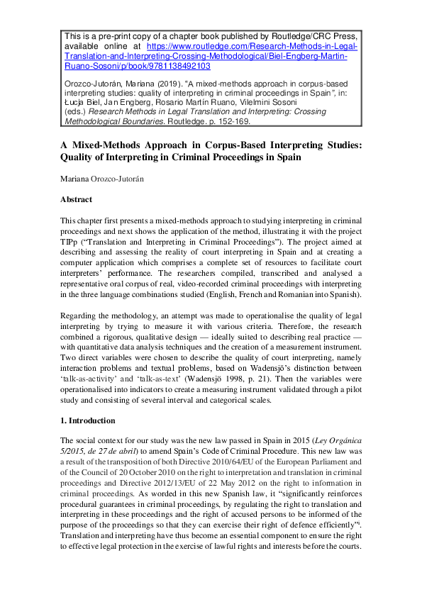 (PDF) Research Methods in Legal Translation and Interpreting