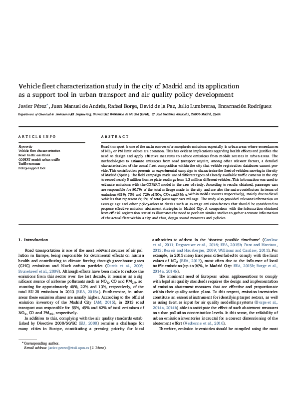 (PDF) Vehicle fleet characterization study in the city of Madrid and ...