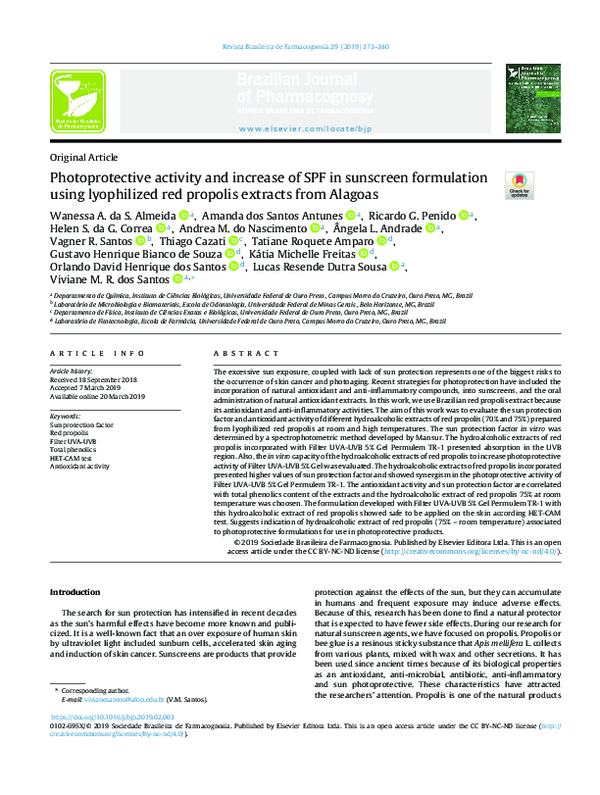 (PDF) Photoprotective activity and increase of SPF in sunscreen ...