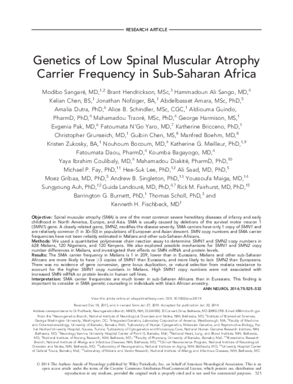 (PDF) Genetics of low spinal muscular atrophy carrier frequency in sub ...