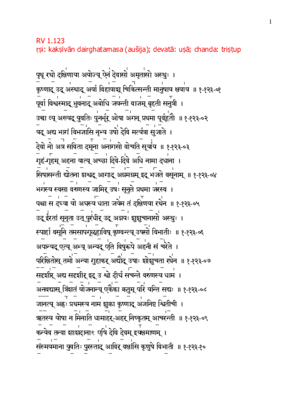 (PDF) Hymn to Usha, Rig Veda 1.123