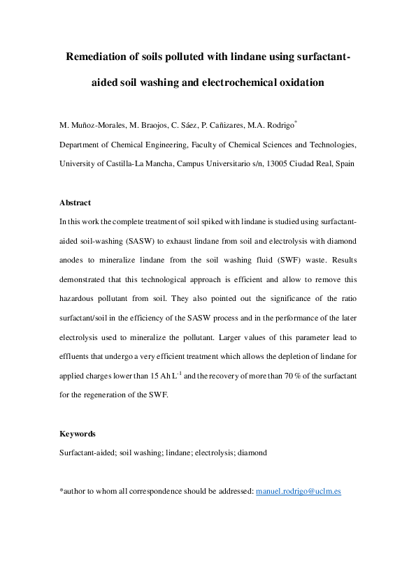 (PDF) Remediation of soils polluted with lindane using surfactant-aided ...