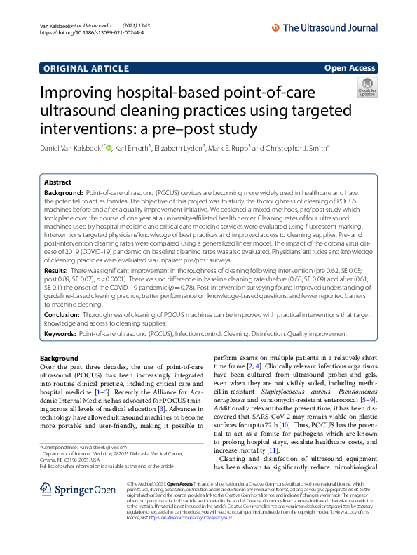 (PDF) Improving hospital-based point-of-care ultrasound cleaning ...