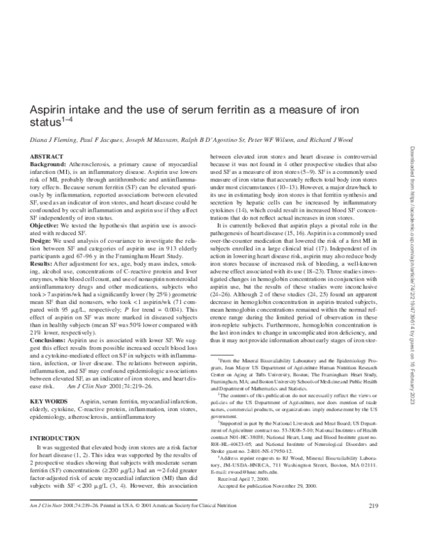 (PDF) Aspirin intake and the use of serum ferritin as a measure of iron ...