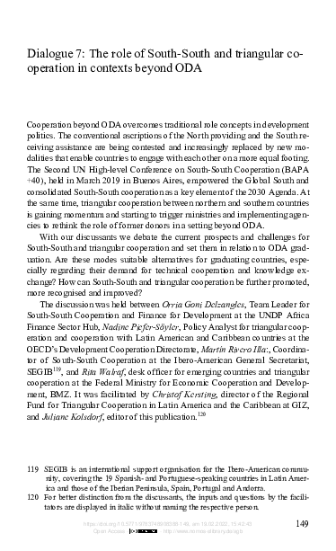 (PDF) Dialogue 7: The role of South-South and triangular cooperation in ...