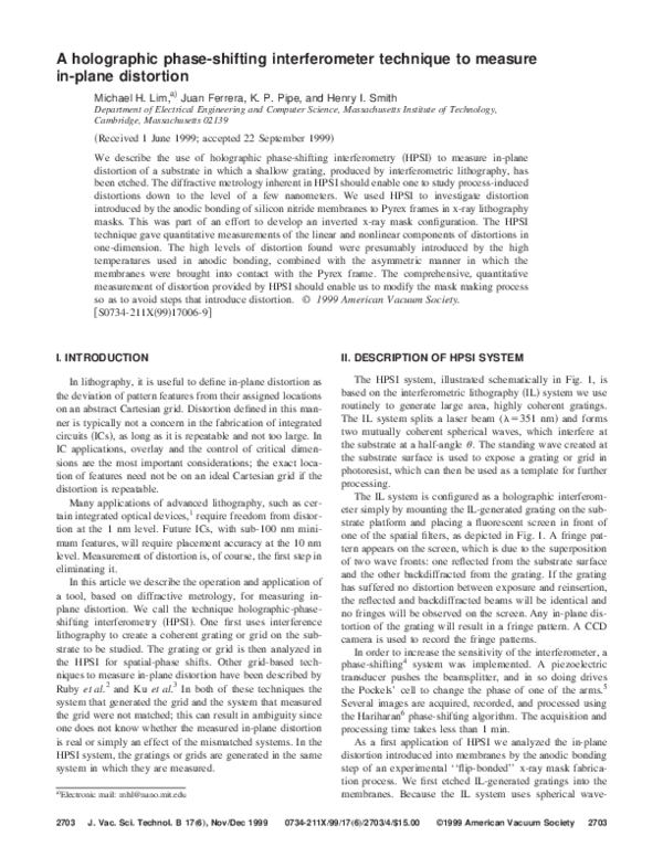 (PDF) A holographic phase-shifting interferometer technique to measure in-plane distortion
