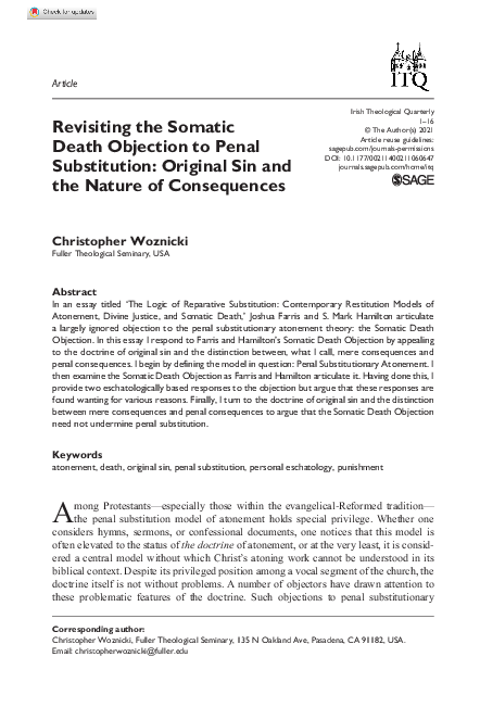(PDF) Revisiting the Somatic Death Objection to Penal Substitution ...