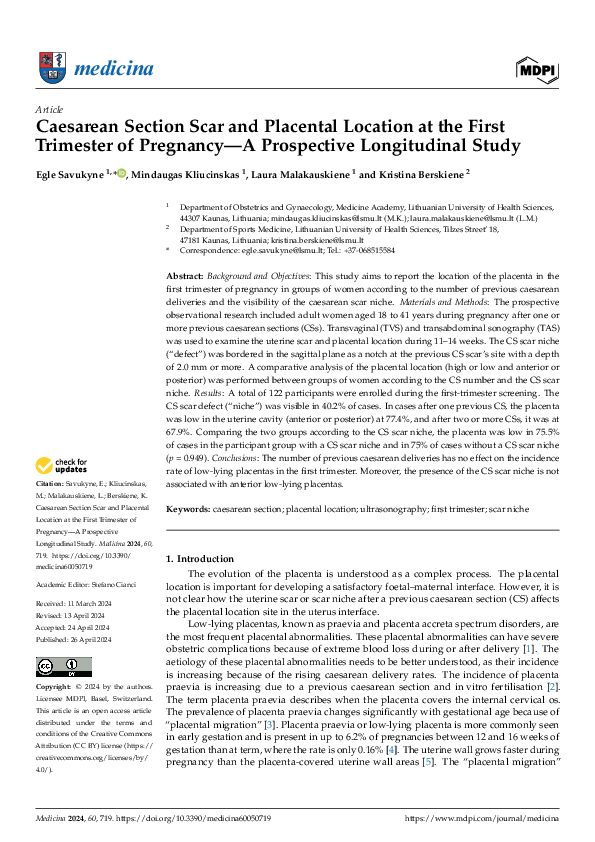 (PDF) Caesarean Section Scar and Placental Location at the First ...