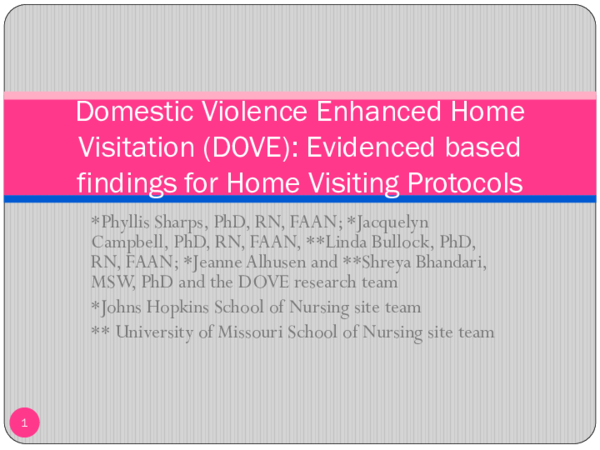 (PDF) Domestic violence enhanced home visitation: Evidenced based ...