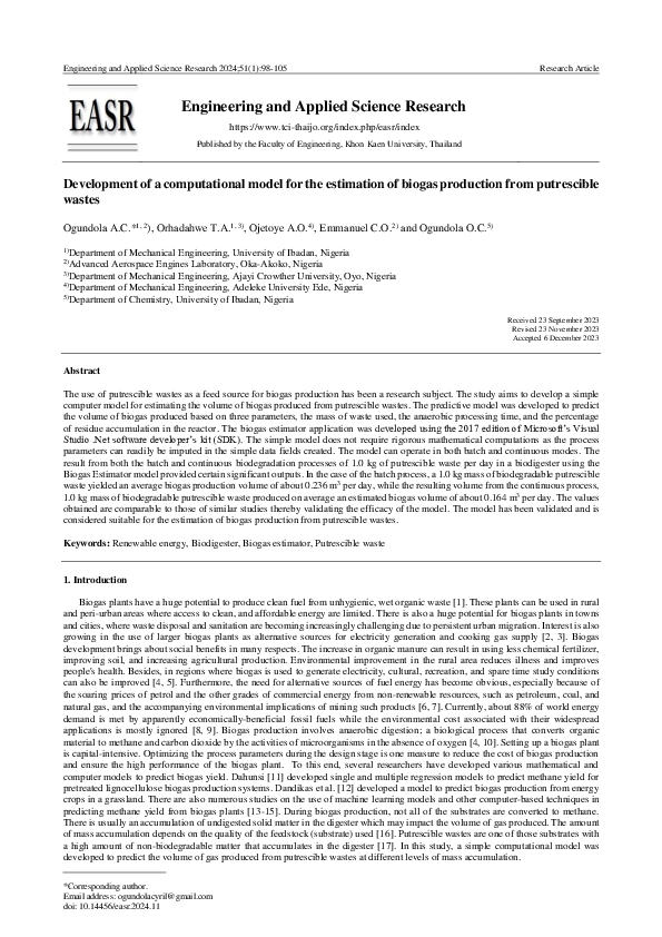 (PDF) Engineering and Applied Science Research