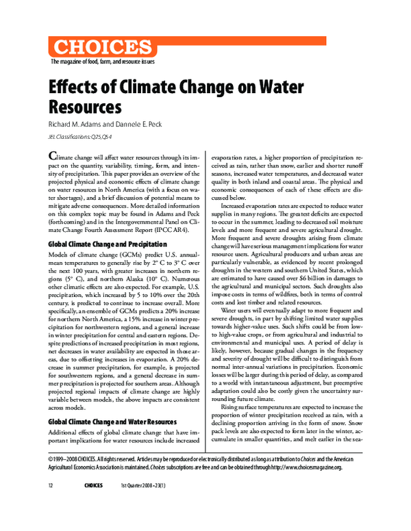 (PDF) Effects of Climate Change on Water