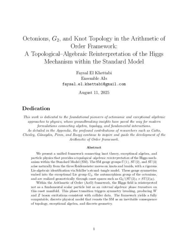 (PDF) Octonions, G 2 , and Knot Topology in the Arithmetic of Order ...