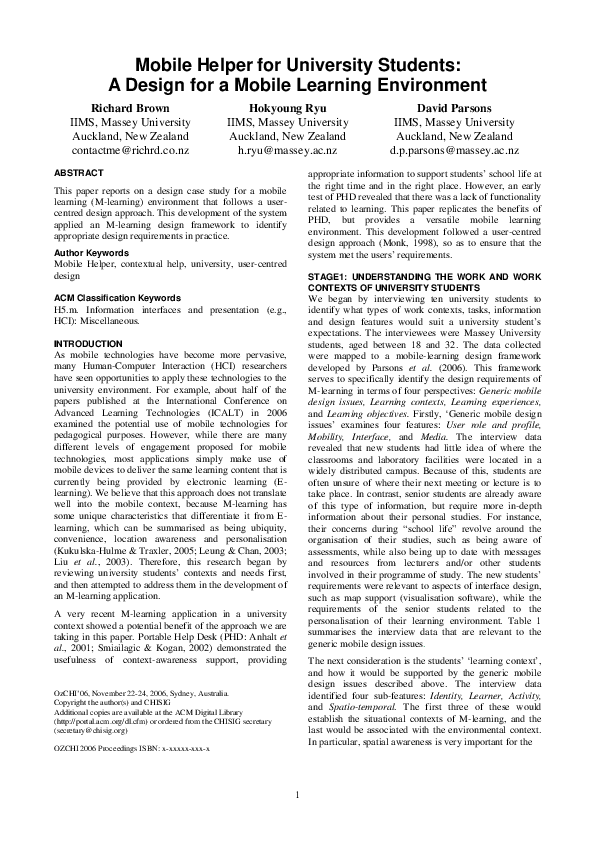 (PDF) Mobile helper for university students