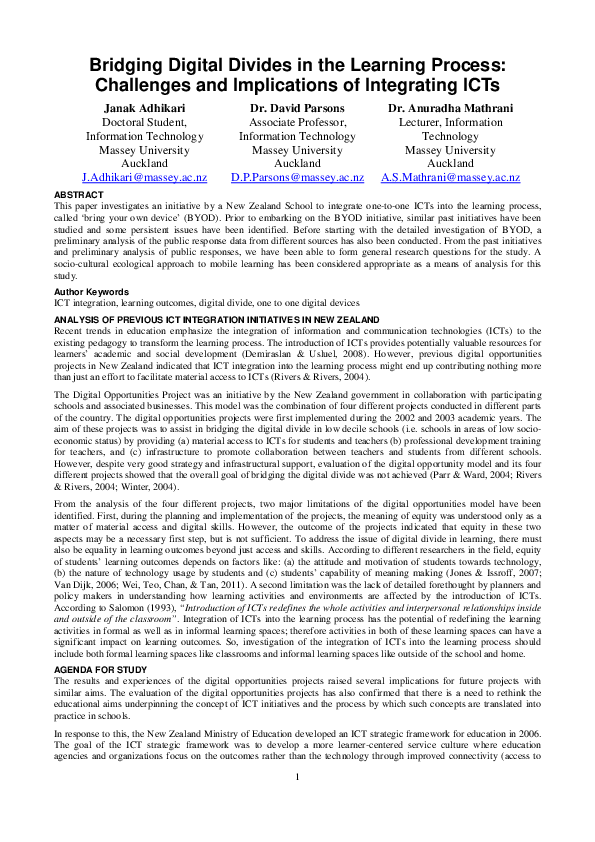 (PDF) Bridging Digital Divides in the Learning Process: Challenges and ...