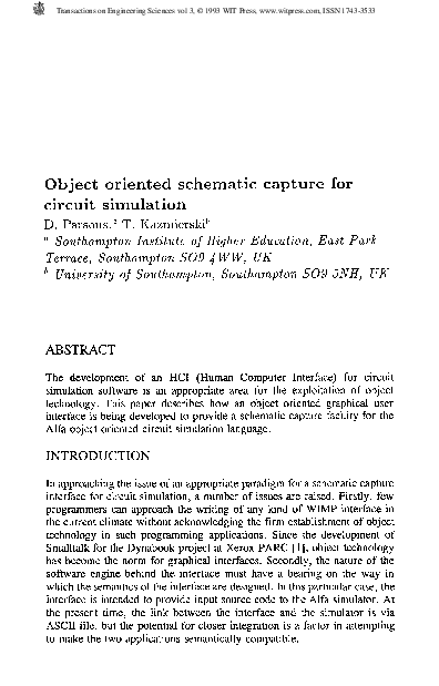 (PDF) Object oriented schematic capture for circuit simulation