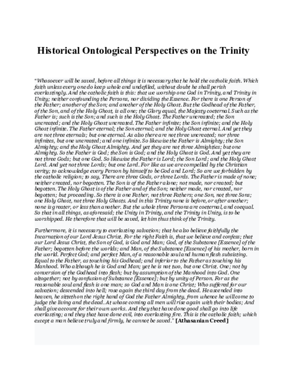 (PDF) Historical Ontological Perspectives on the Trinity [BOOK TEASER]