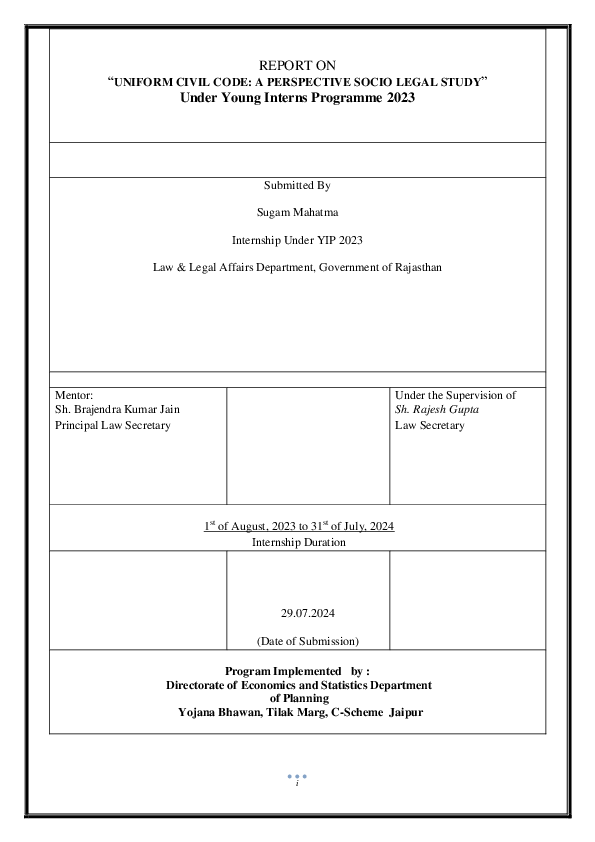 (PDF) UNIFORM CIVIL CODE: A PERSPECTIVE SOCIO LEGAL STUDY