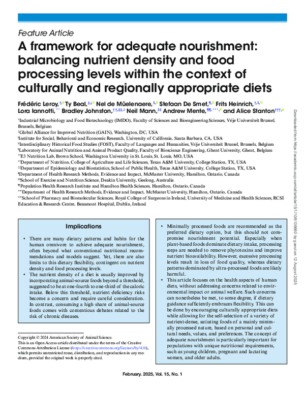 (PDF) A framework for adequate nourishment: balancing nutrient density ...