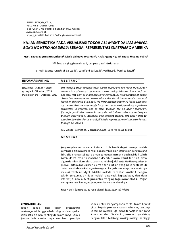 (PDF) Kajian Semiotika Pada Visualisasi Tokoh All Might Dalam Manga ...