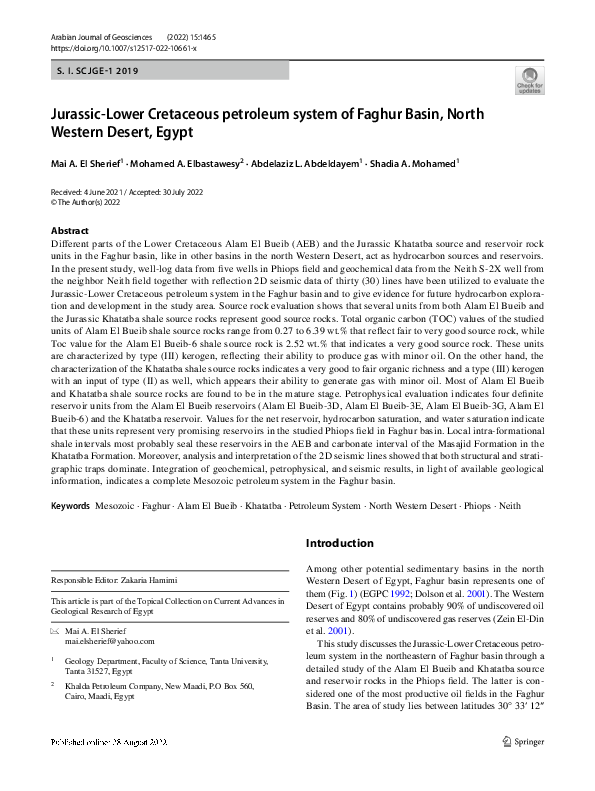 (PDF) Jurassic-Lower Cretaceous petroleum system of Faghur Basin, North ...