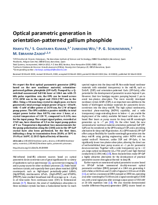 (PDF) Optical parametric generation in orientation-patterned gallium ...