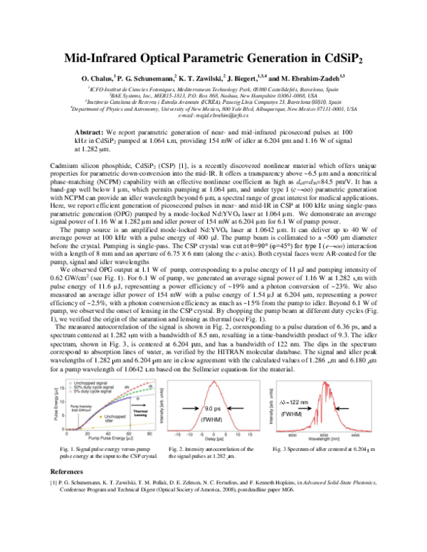 (PDF) Mid-infrared optical parametric generation in CdSiP2