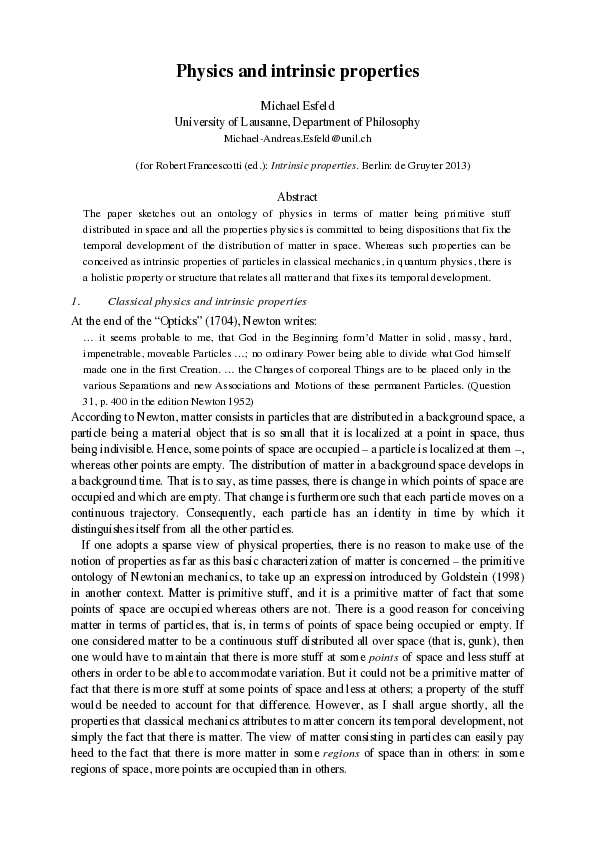 (PDF) Physics and Intrinsic Properties