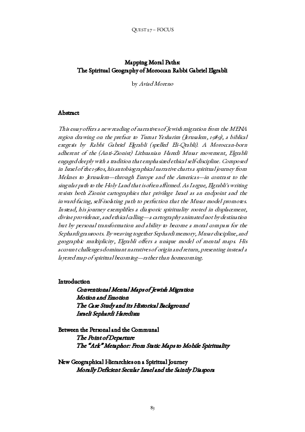 (PDF) Mapping Moral Paths: The Spiritual Geography of Moroccan Rabbi ...