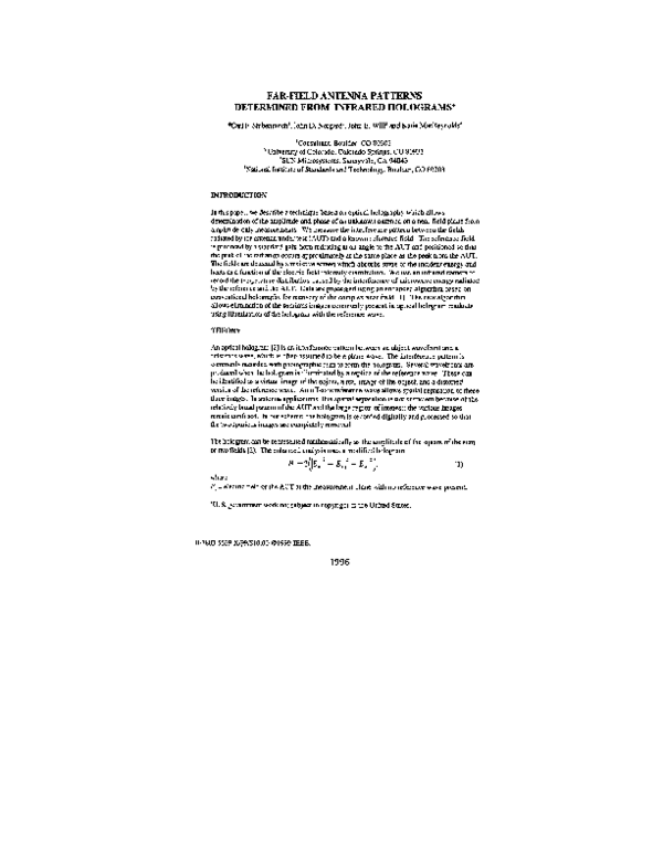 (PDF) Microwave Antenna Far-Field Patterns Determined from Infrared ...