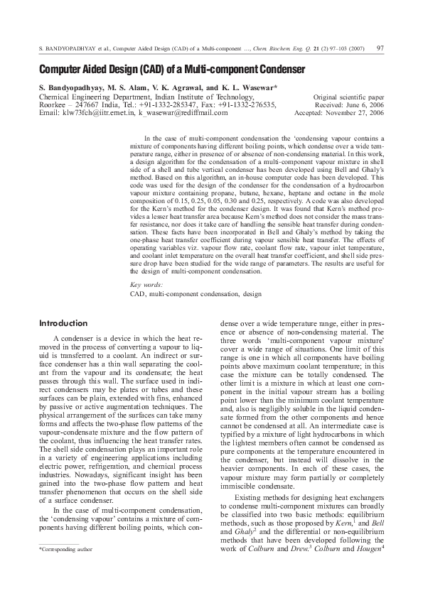 (PDF) Computer Aided Design (CAD) of a Multi-component Condenser