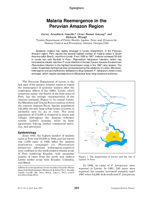 (PDF) Malaria Reemergence in the Peruvian Amazon Region
