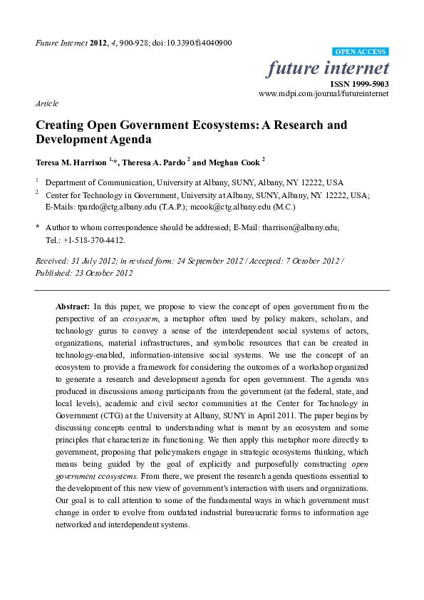 (PDF) Creating Open Government Ecosystems: A Research and Development ...
