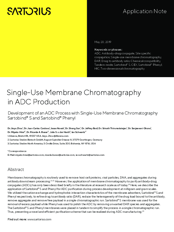 (PDF) Single-Use Membrane Chromatography in ADC Production Development ...