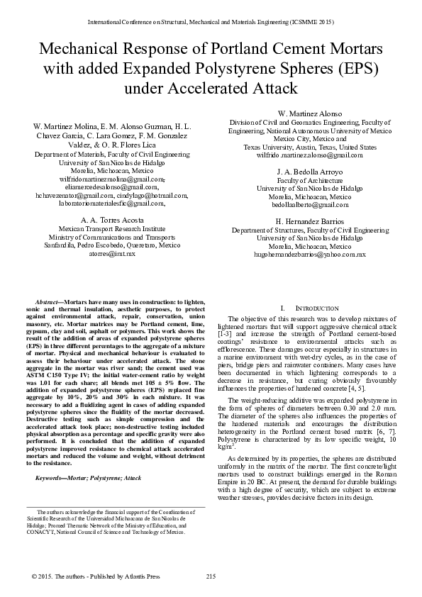 (PDF) Mechanical Response of Portland Cement Mortars with added ...