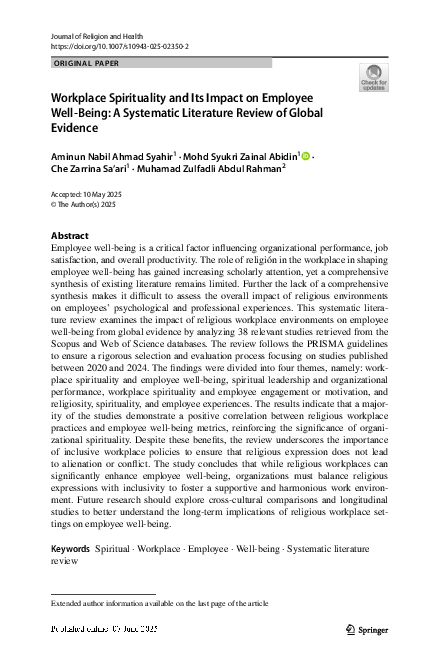 (PDF) Workplace Spirituality and Its Impact on Employee Well-Being: A ...