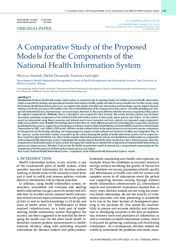 (PDF) A Comparative Study of the Proposed Models for the Components of ...