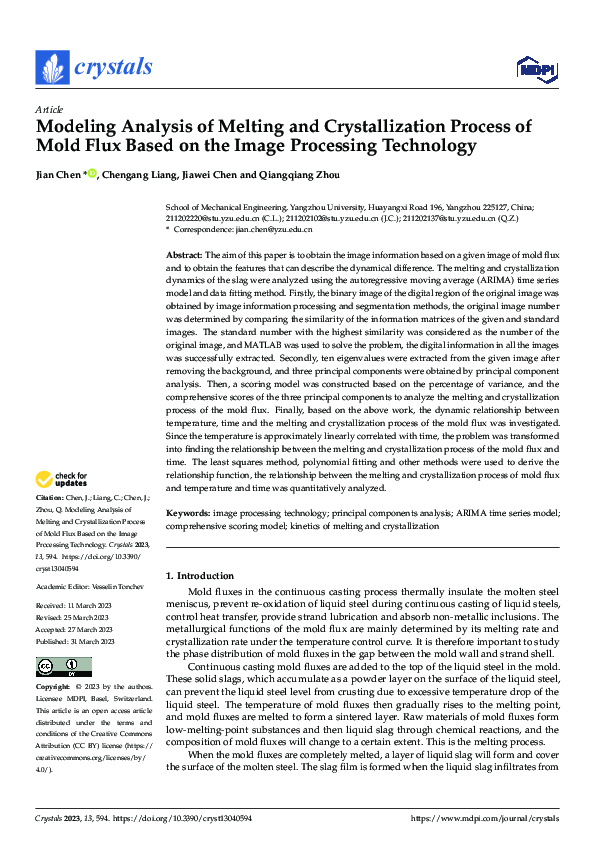 (PDF) Modeling Analysis of Melting and Crystallization Process of Mold ...