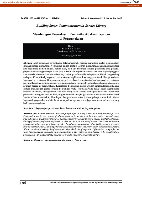 (PDF) Building Smart Communication in Service Library