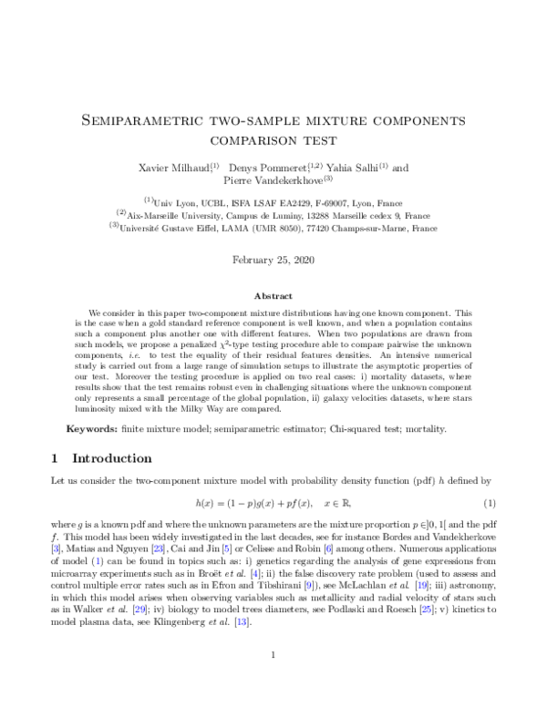 (PDF) Semiparametric two-sample mixture components comparison test