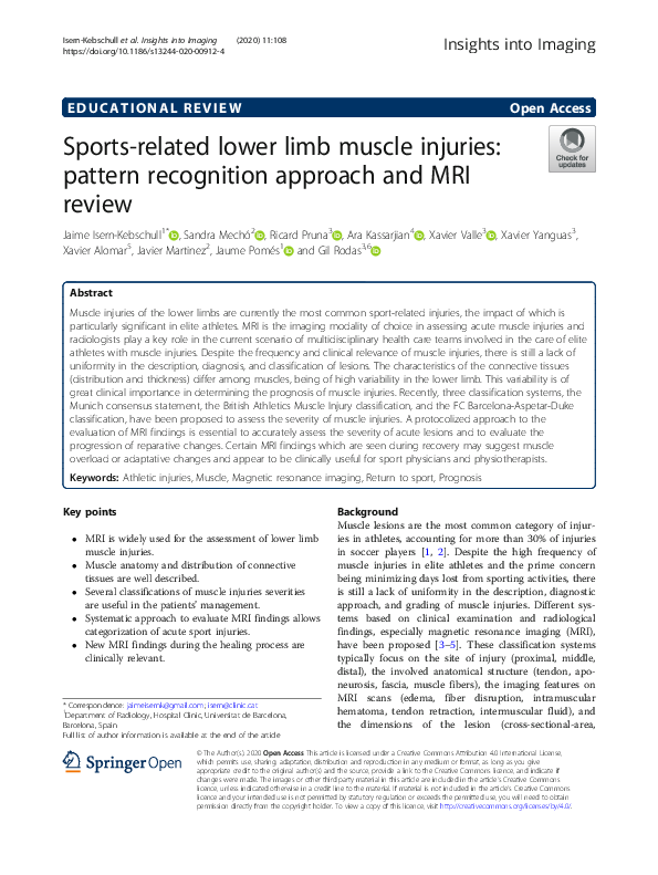 (PDF) Sports-related lower limb muscle injuries: pattern recognition ...