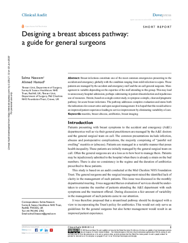 (PDF) Designing a breast abscess pathway: a guide for general surgeons