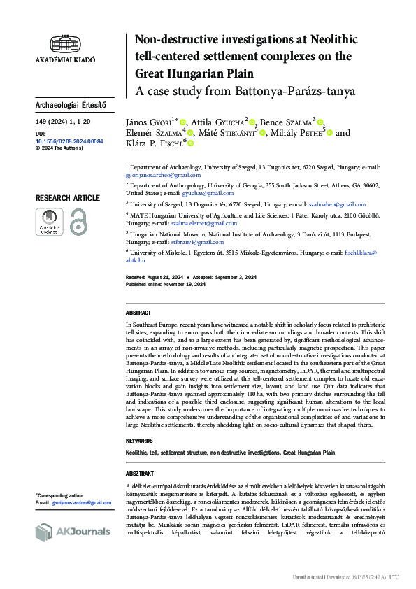 (PDF) Non-destructive investigations at Neolithic tell-centered ...