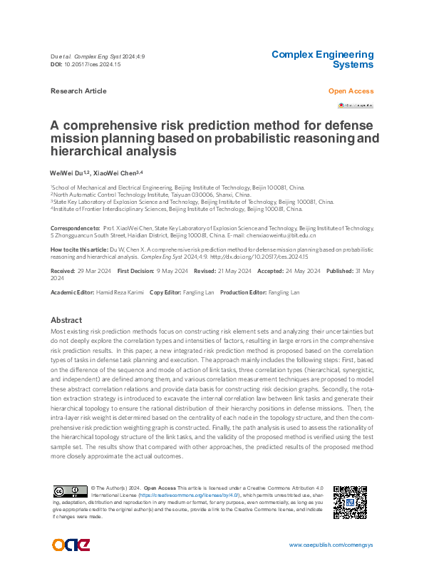 (PDF) A comprehensive risk prediction method for defense mission ...