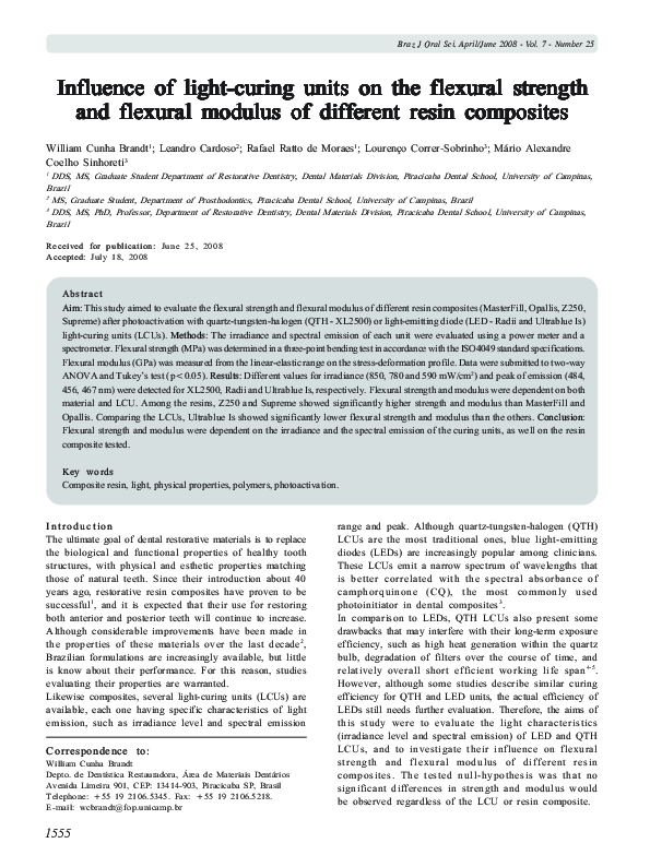 (PDF) Influence of light-curing units on the flexural strength ...