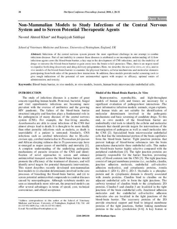 (PDF) Non-Mammalian Models to Study Infections of the Central Nervous ...
