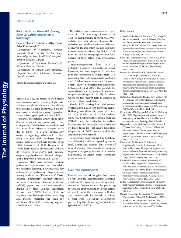 (PDF) Rebuttal from Gerard F. Curley, John G. Laffey and Brian P. Kavanagh