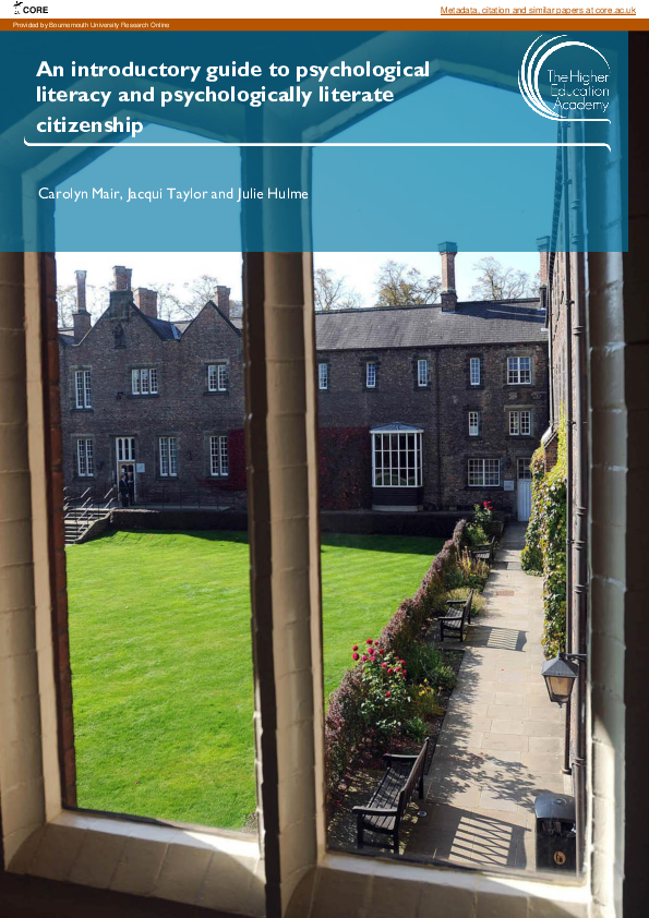 (PDF) A Guide to Psychological Literacy and Psychologically Literate ...